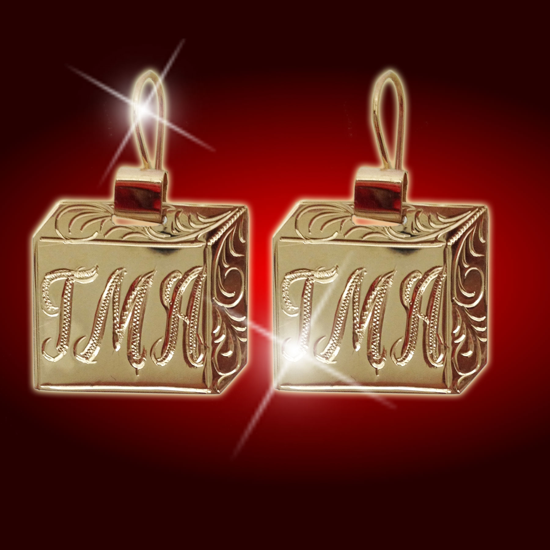 Panama Box 3 Initial Earring – Palm Jewelry