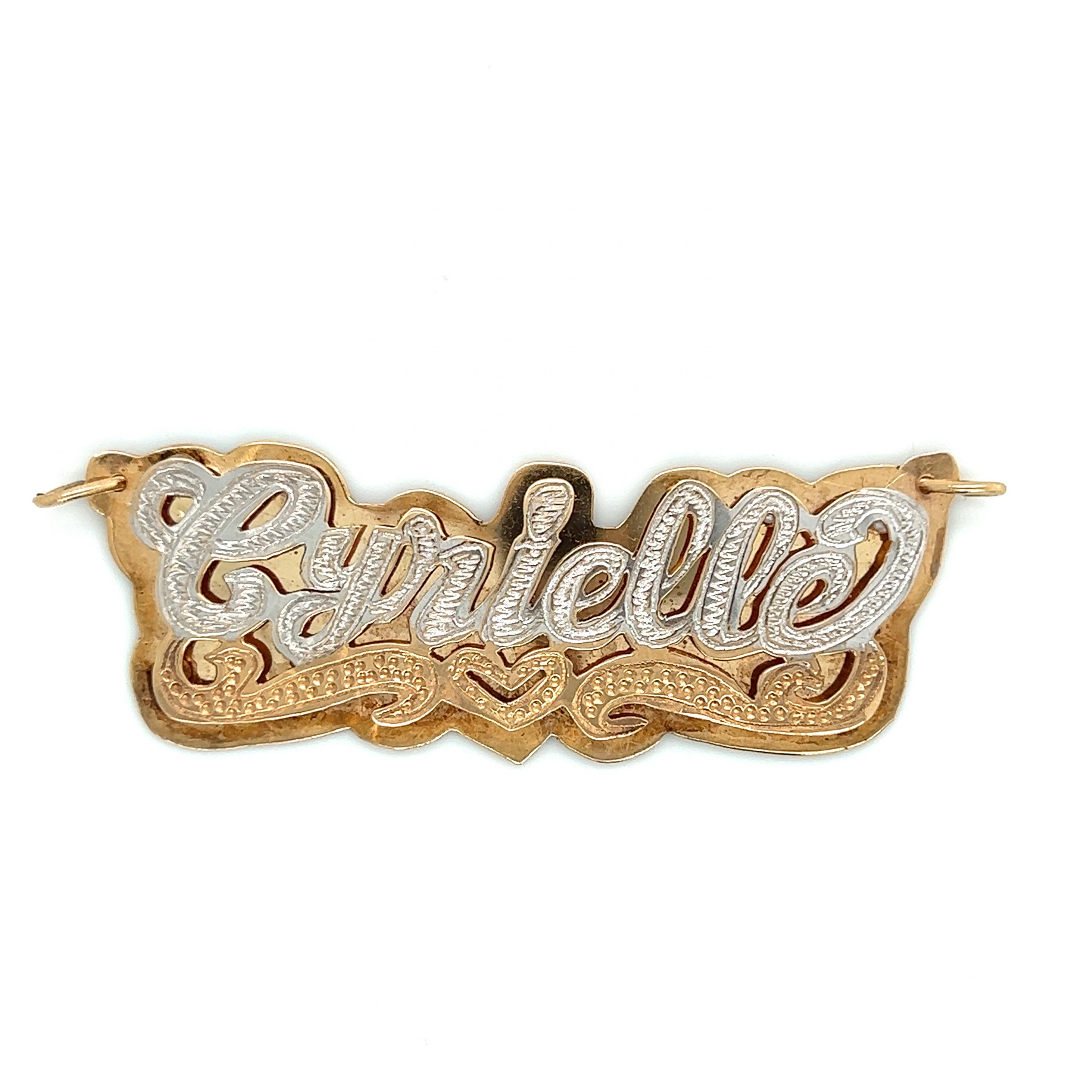 Double Name Plate White and Yellow Gold Solid Back Design – Palm Jewelry