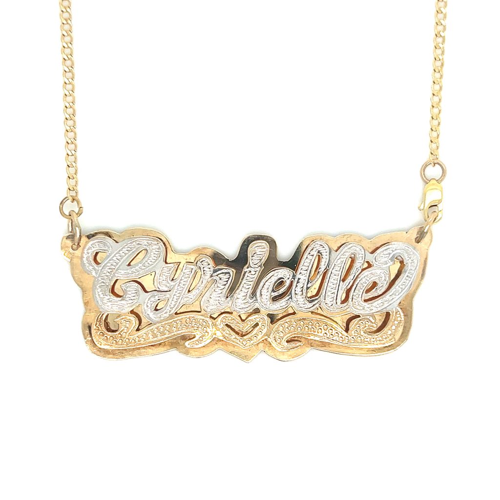 Single Nameplate Diamond Cut Design – Palm Jewelry